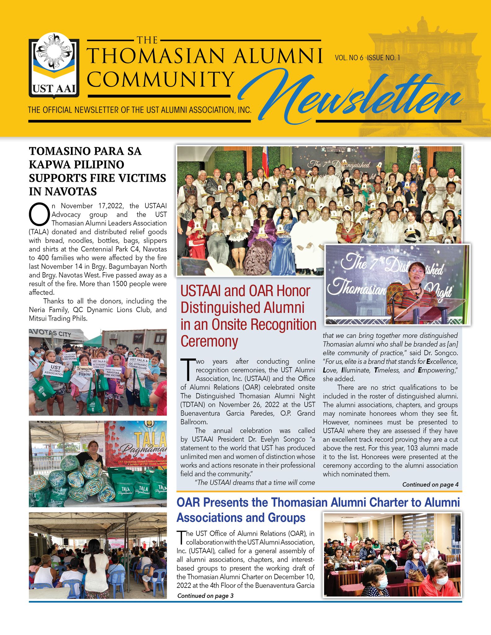 Newsletter Volume No. 6 Issue No. 1 – UST Alumni Association