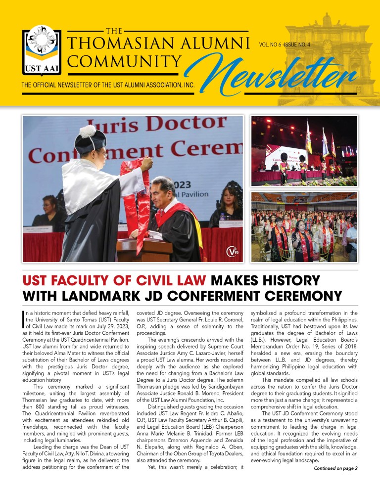 Newsletter Volume No. 6 Issue No. 4 – UST Alumni Association