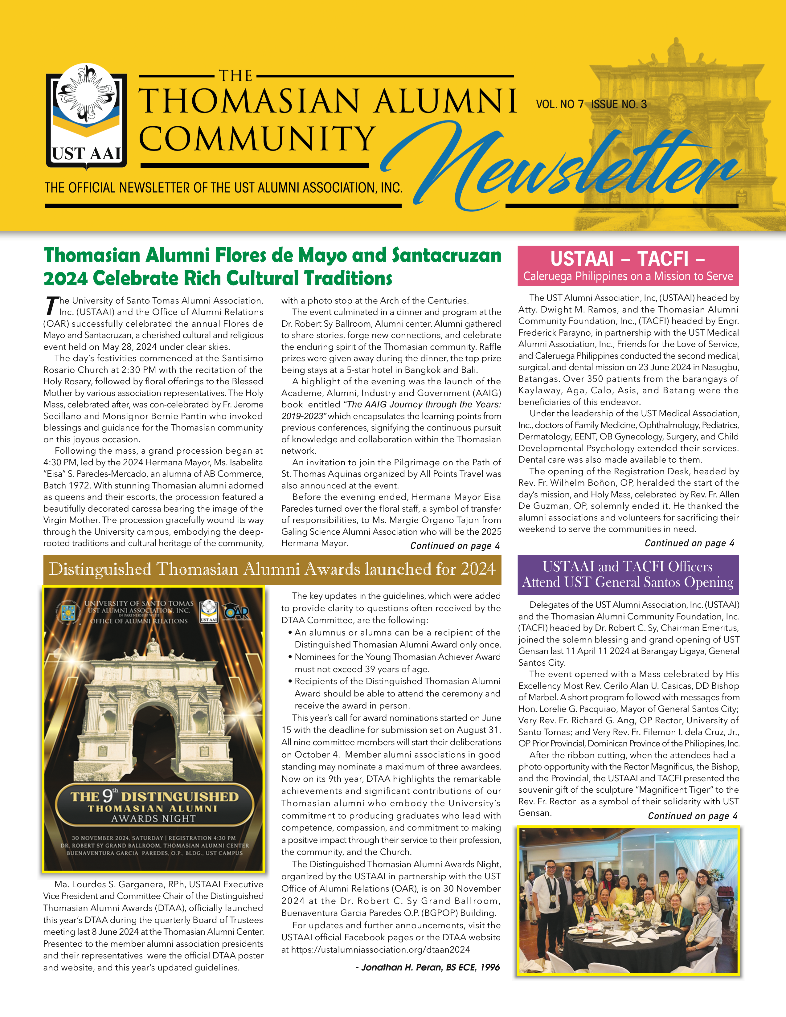 Newsletter Volume No. 7 Issue No. 3 – UST Alumni Association